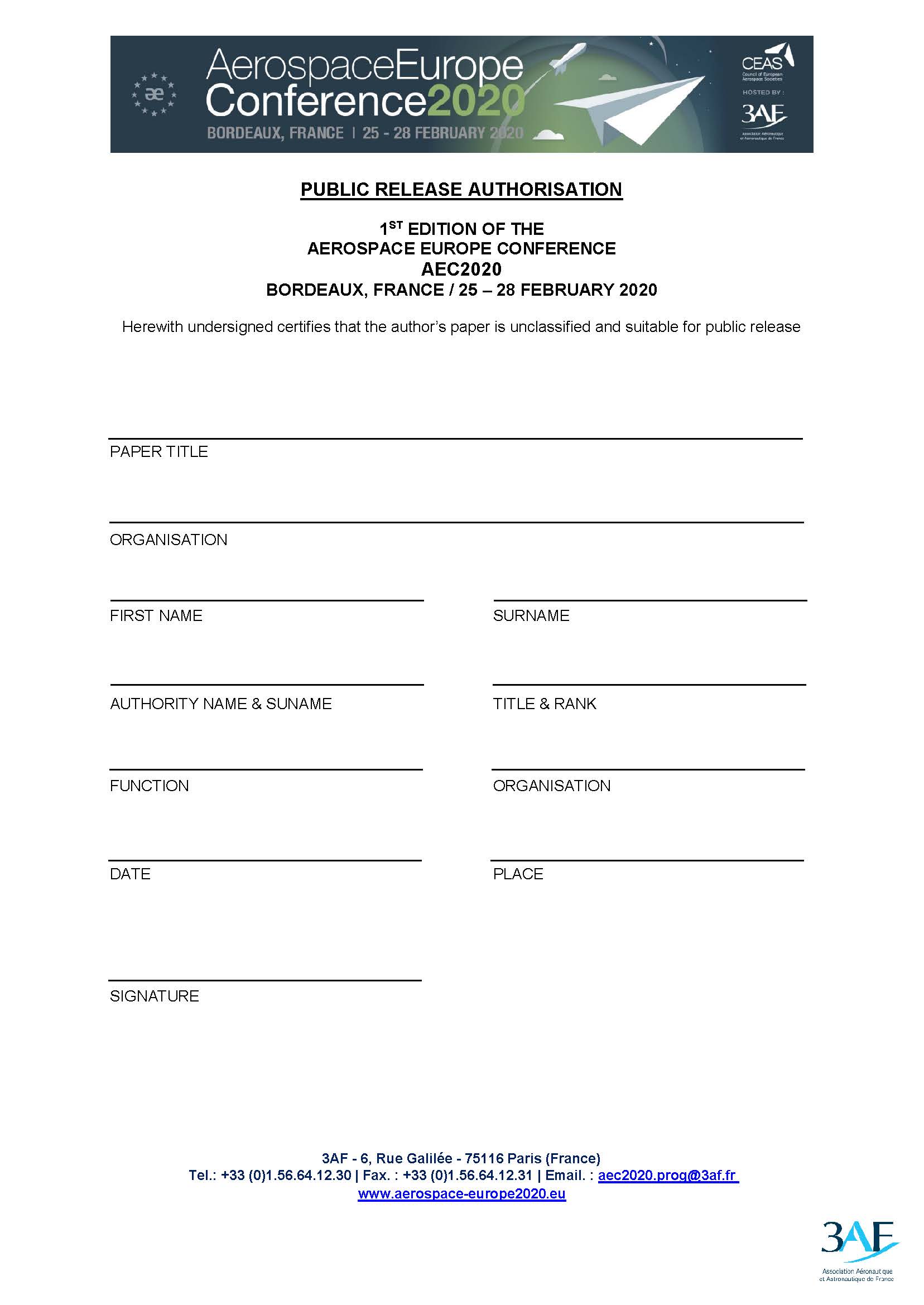 Public Release Authorization